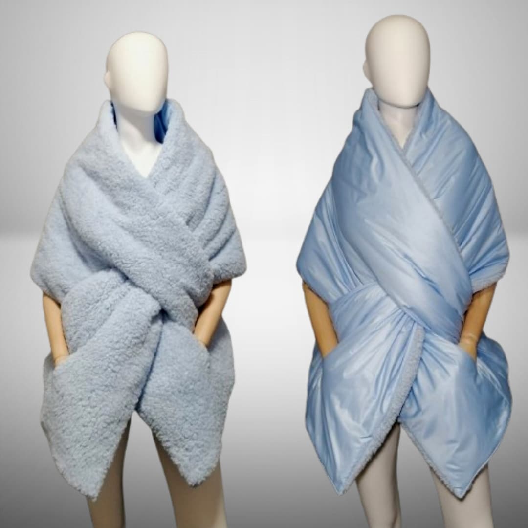 Two-faced Cape Around Shoulders Wrap With 4 Pockets. Woman's Large ...