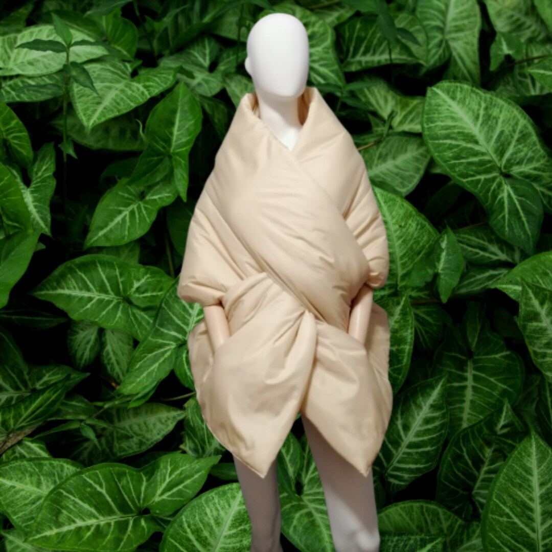 Cape Around Shoulders Wrap With 2 Pockets. Woman's Large Scarf Puffer ...