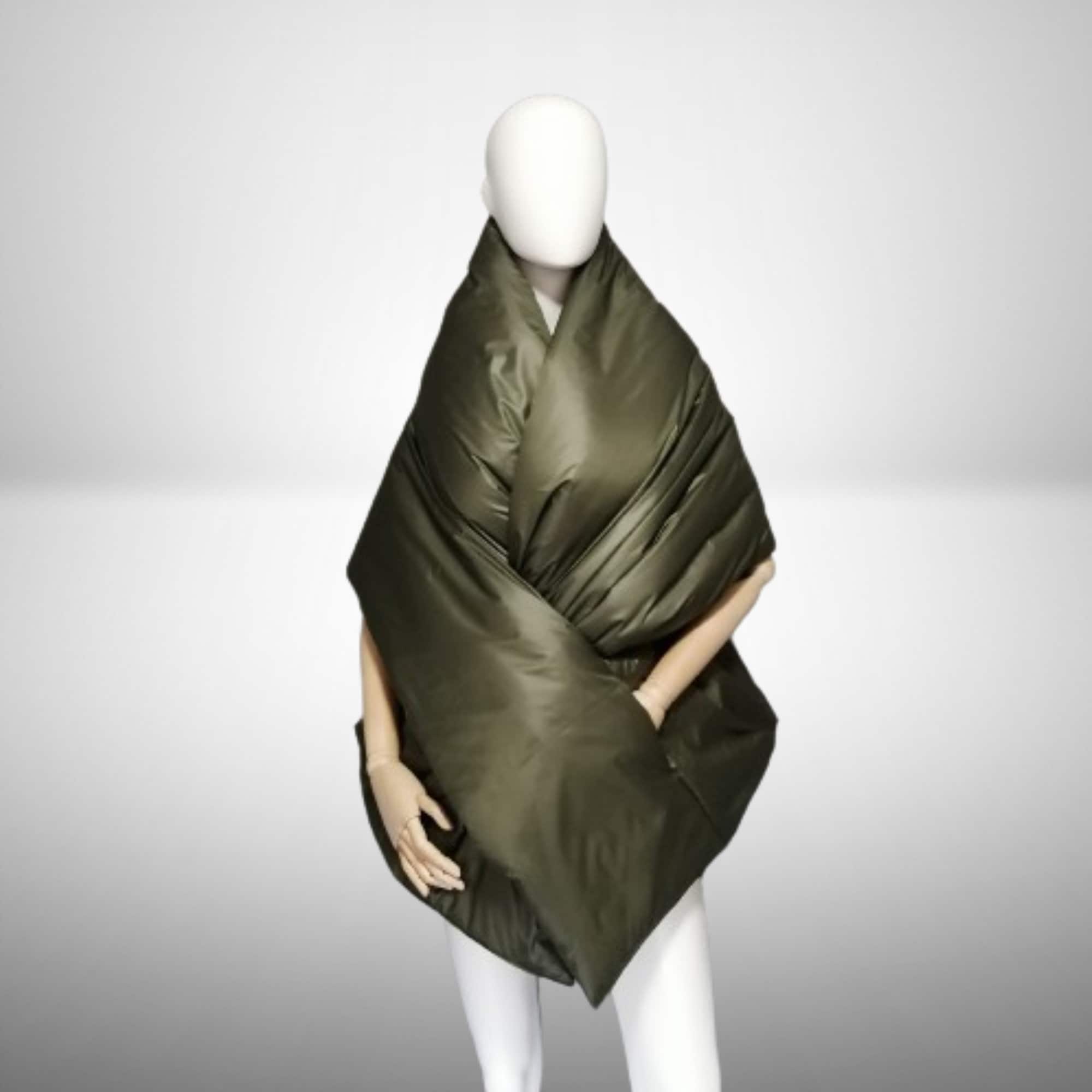 Cape Around Shoulders Wrap With 2 Pockets. Woman's Large Scarf Puffer ...