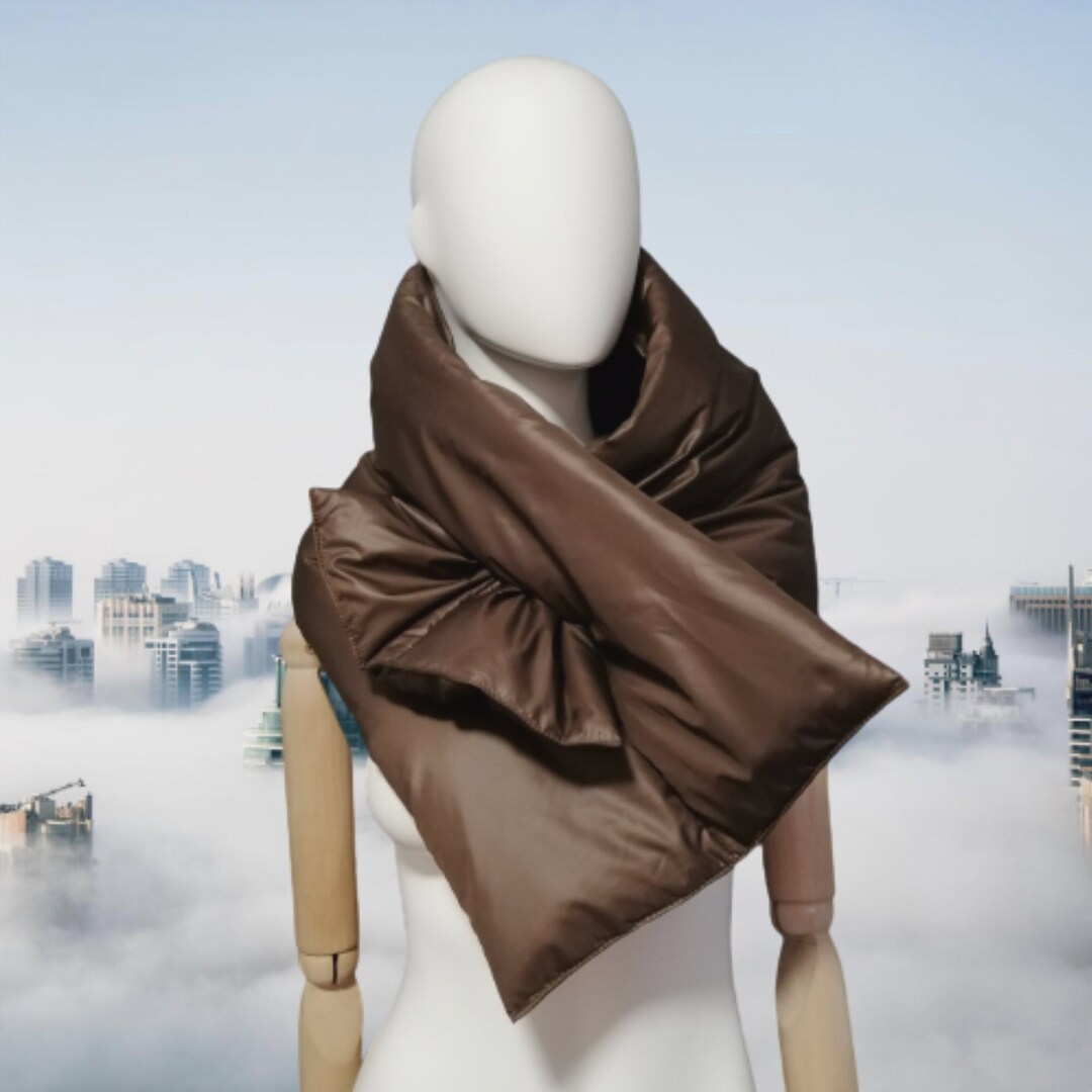 Winter Puffer Scarf. Warm Quilted Shawl. Waterproof Down Scarves for ...