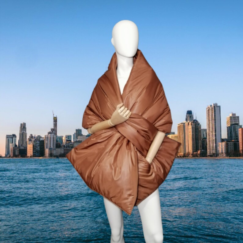 Large Scarf Puffer With 2 Pockets 20x80 Inch. Cape Around Shoulders ...