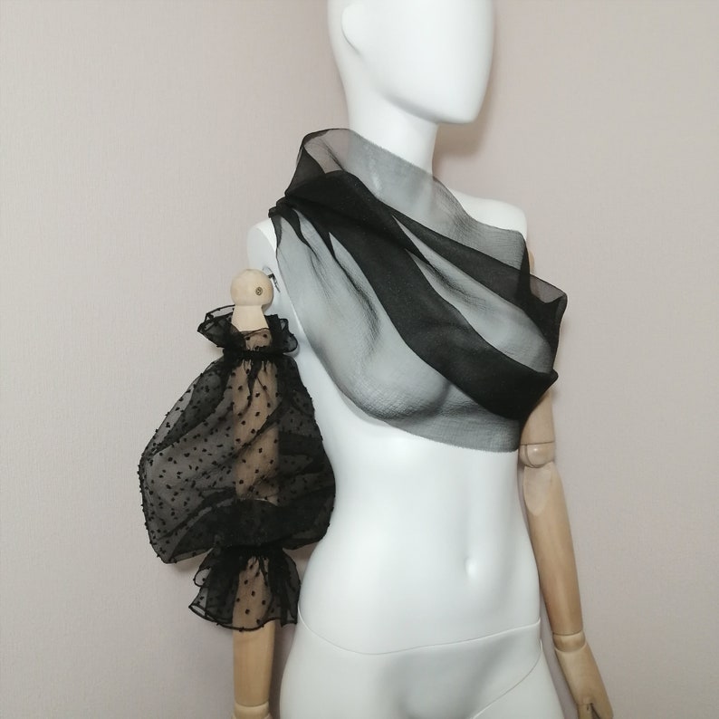 Black Detachable Sleeves. Wedding Puff Sleeves. Ruffle Sheer Removable ...