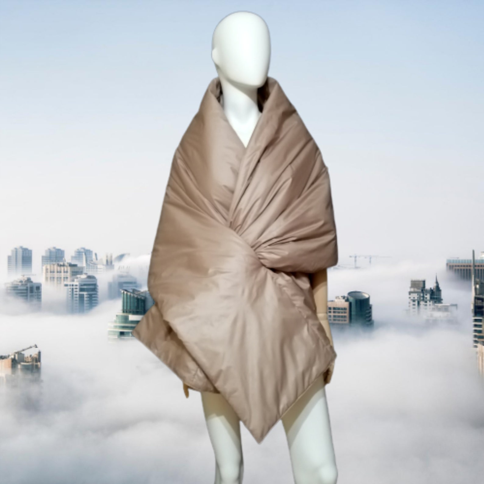Cape Around Shoulders Wrap. Woman's Large Scarf Puffer 80x20 In ...