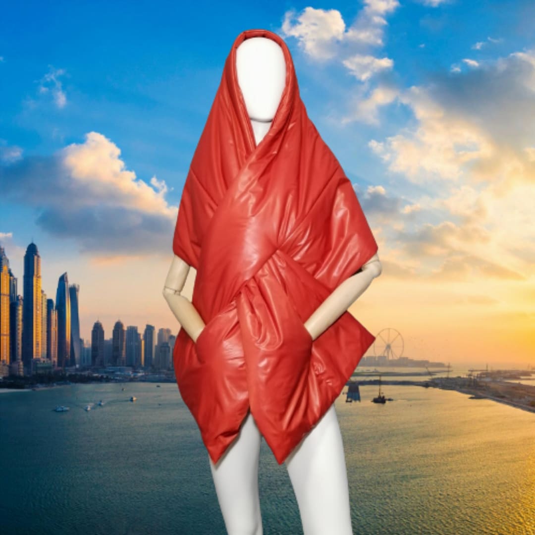 Hooded Quilted Cape With Pockets. Large Puffer Sleeveless Cloak ...