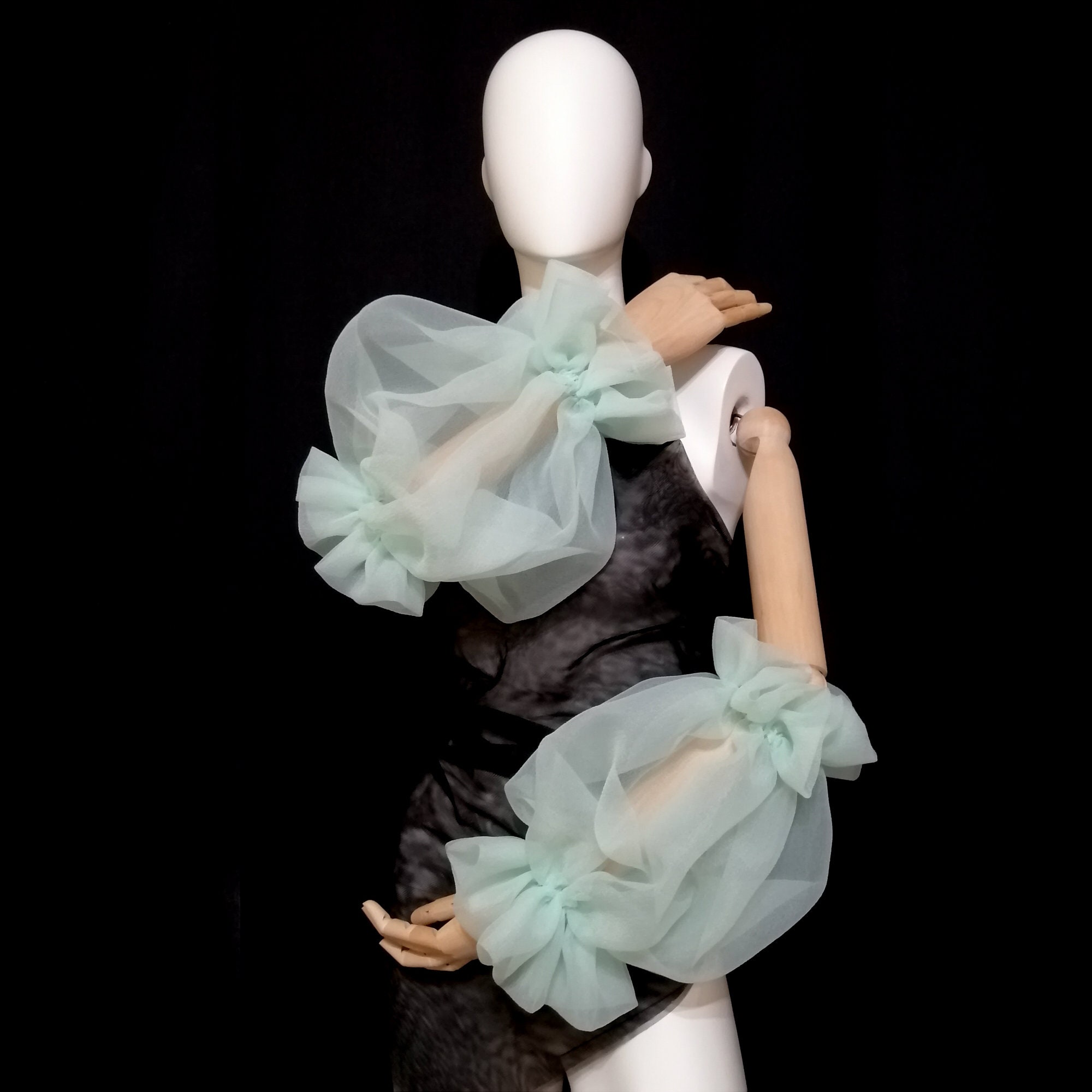 Ruffle Sheer Removable Sleeves From Crinkled Organza. Tulle Detachable ...