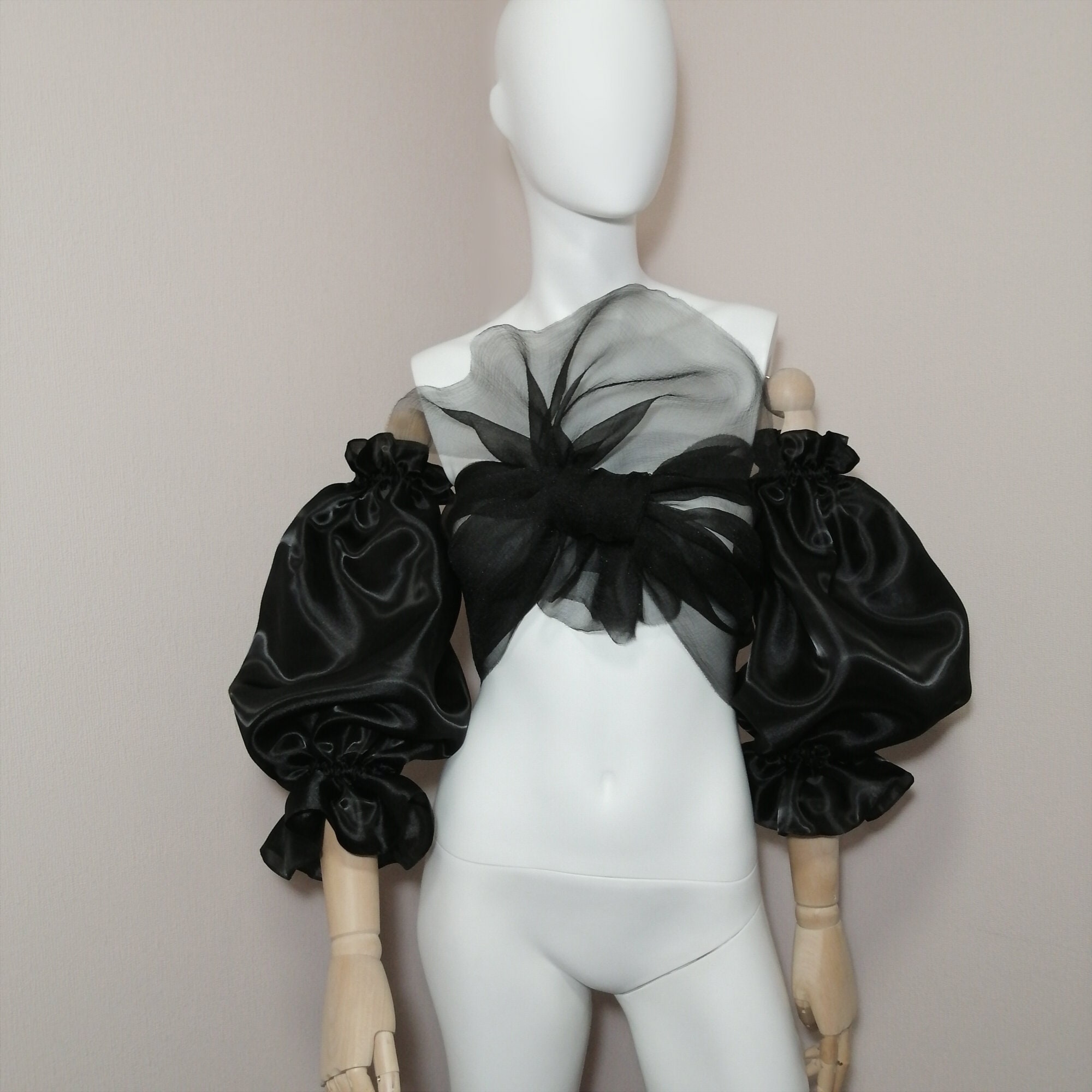 Detachable Sleeves With From Translucent Organza. Black Removable ...