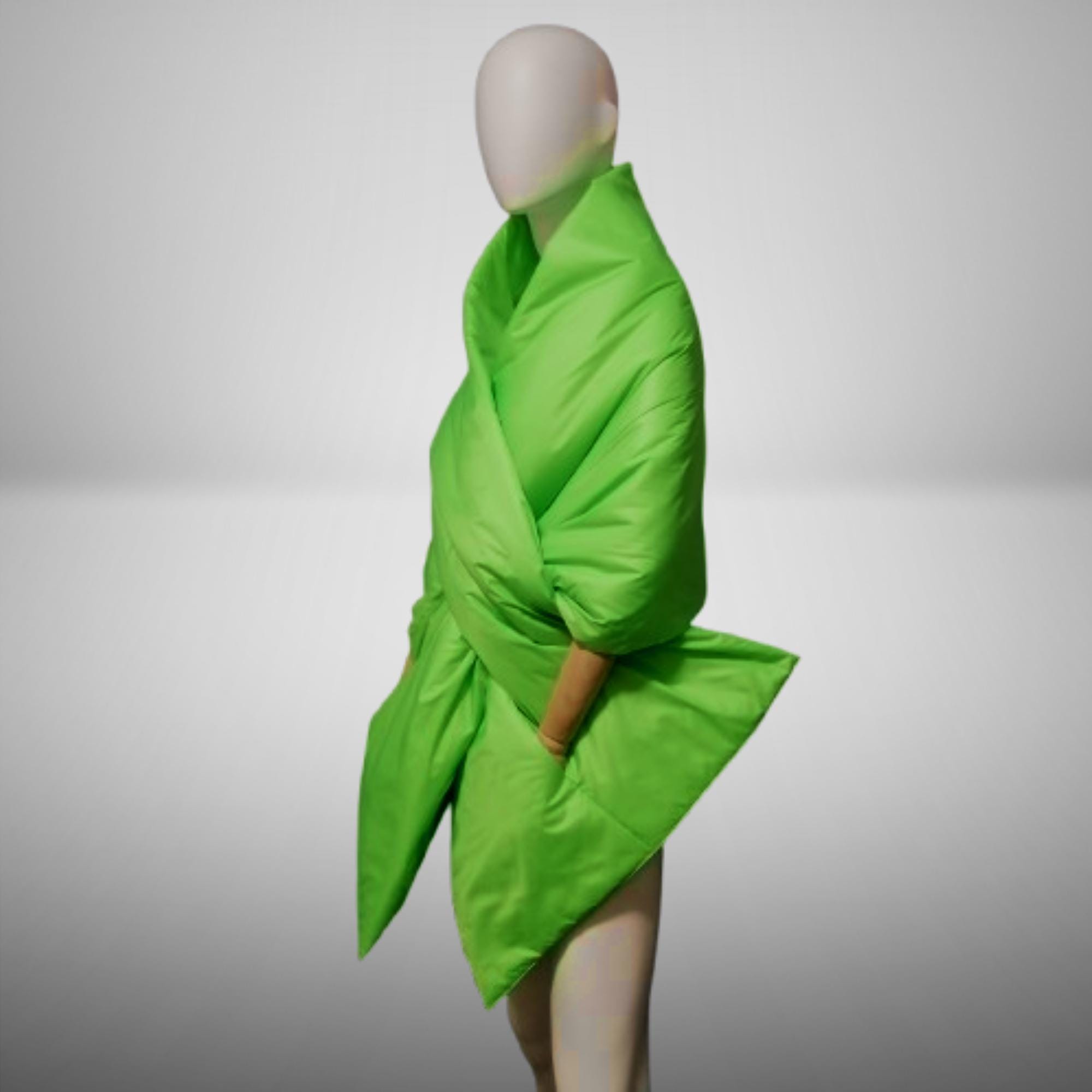 Neon Green Scarf Puffer With 2 Pockets 20x80 In. Wide Long Cape Around ...