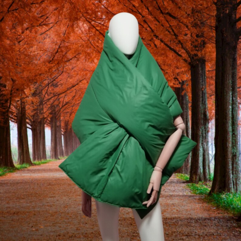 Long Wide Scarf Puffer With 2 Pockets. Cape Around Shoulders Wrap 20x80 ...