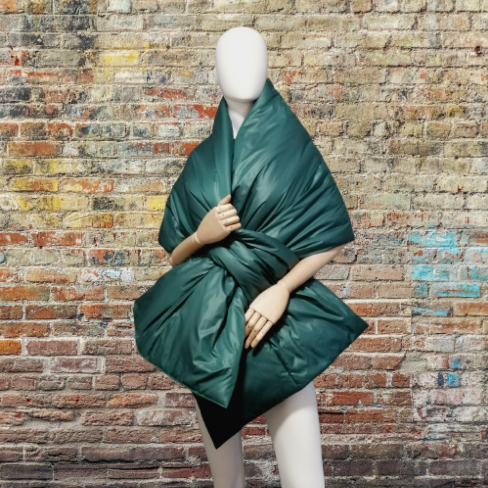 Cape Around Shoulders Wrap. Woman's Large Scarf Puffer 20x80in With 2 ...