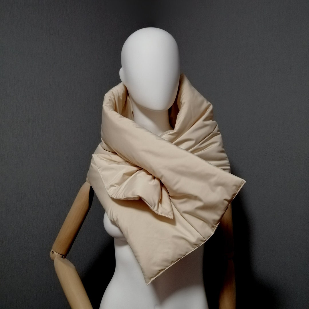 Warm Puffer Scarf. Down Quilted Shawl as a Gift. Padded Scarves for ...