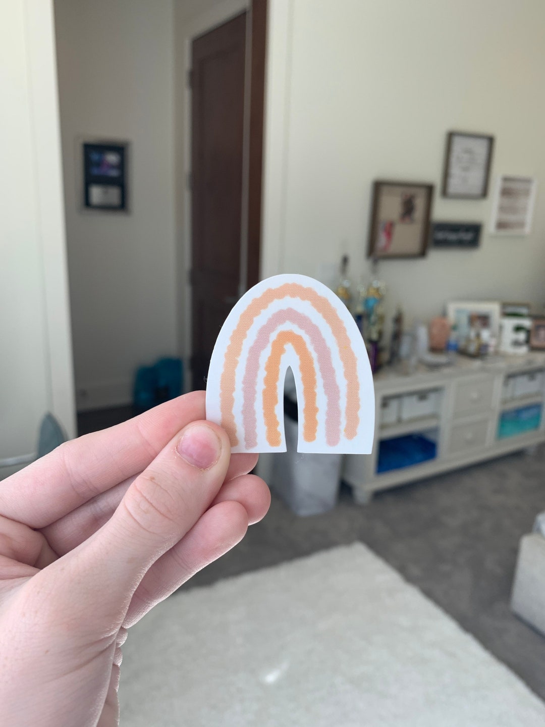 Peachy Rainbow Waterproof Sticker - Etsy