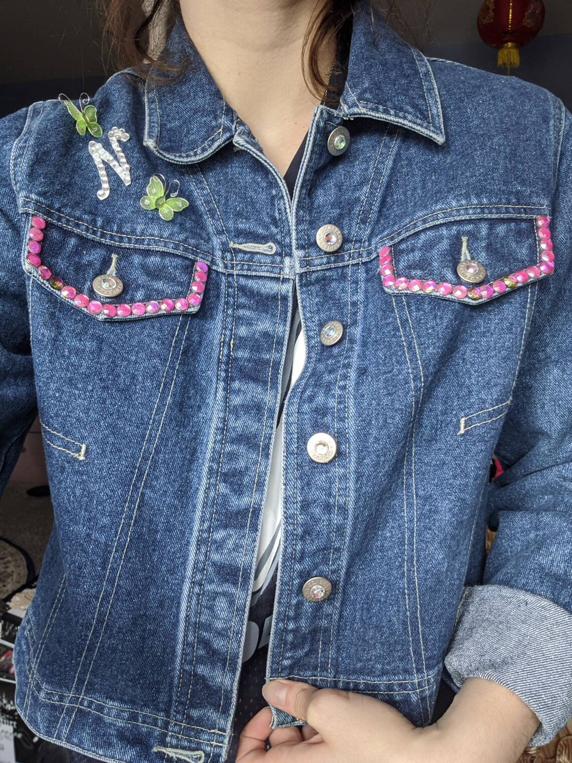 Y2K estilo personalizado cristal niños chaqueta de mezclilla - Etsy España