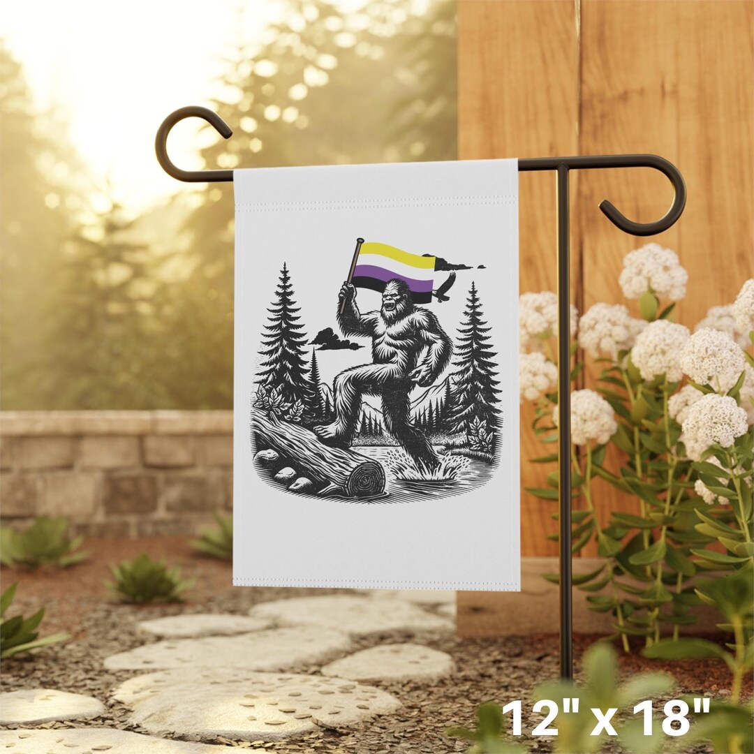 Non Binary Bigfoot Garden Flags, LGBTQ Decor, Sasquatch Signs, LGBT ...
