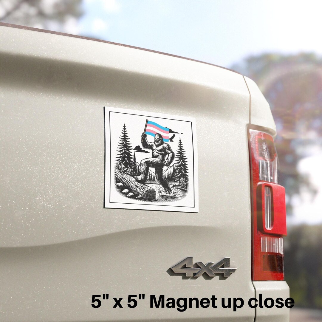 LGBTQIA Bigfoot Magnet, Liberal Car Magnet, Trans Flag Car Magnets ...