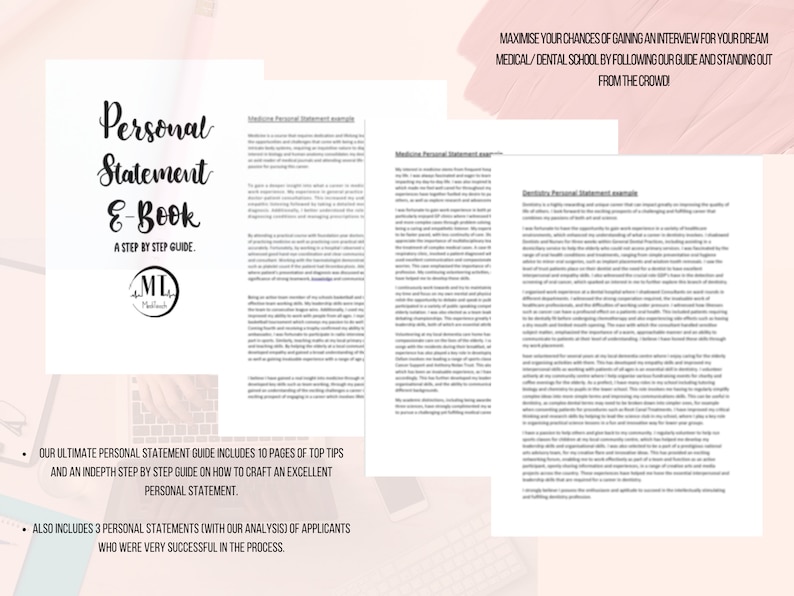 Personal Statement E-book Guide + 3 Example Statements Medicine ...