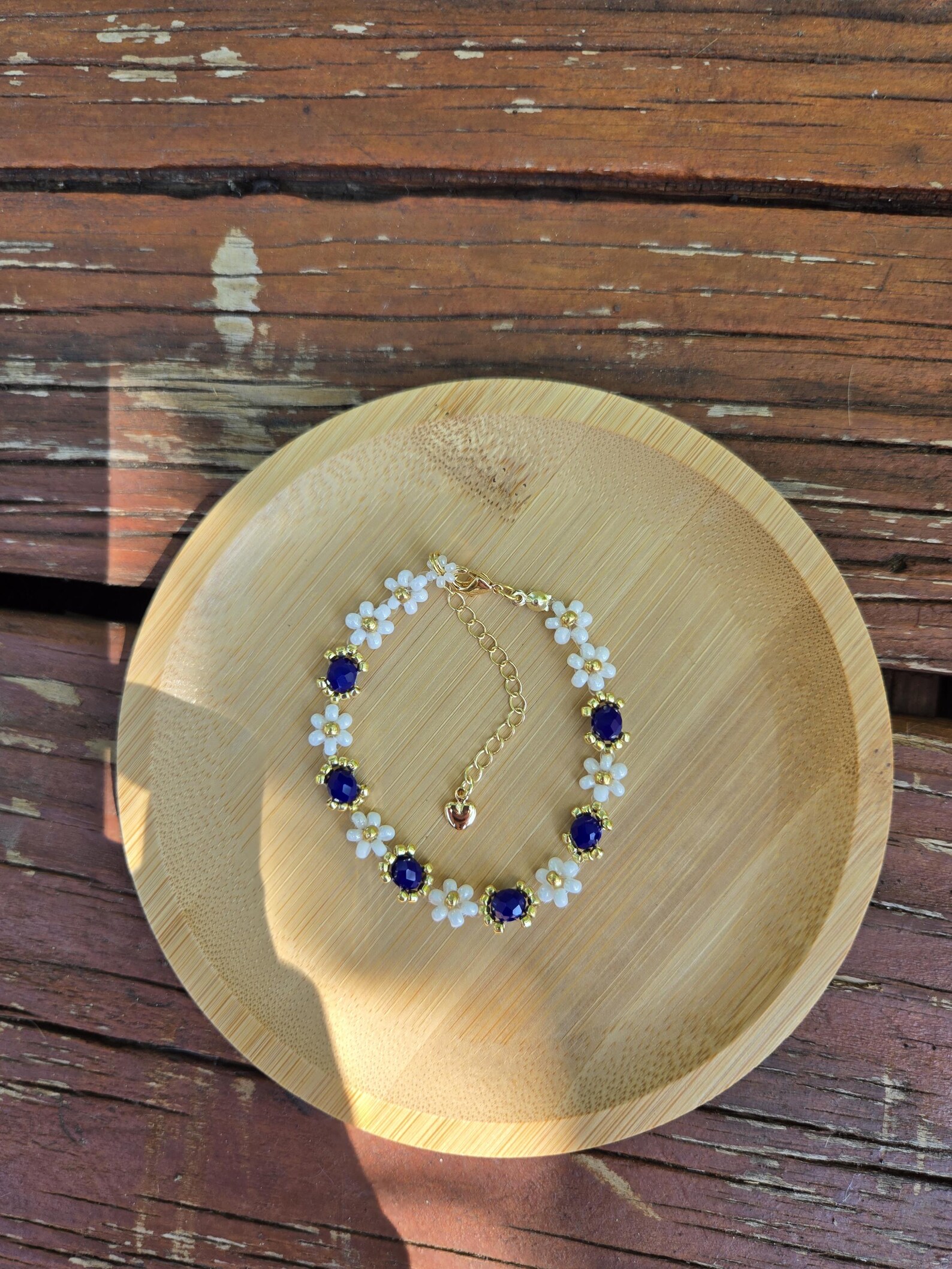 Dark Blue Daisy Handamde Bracelet - Etsy