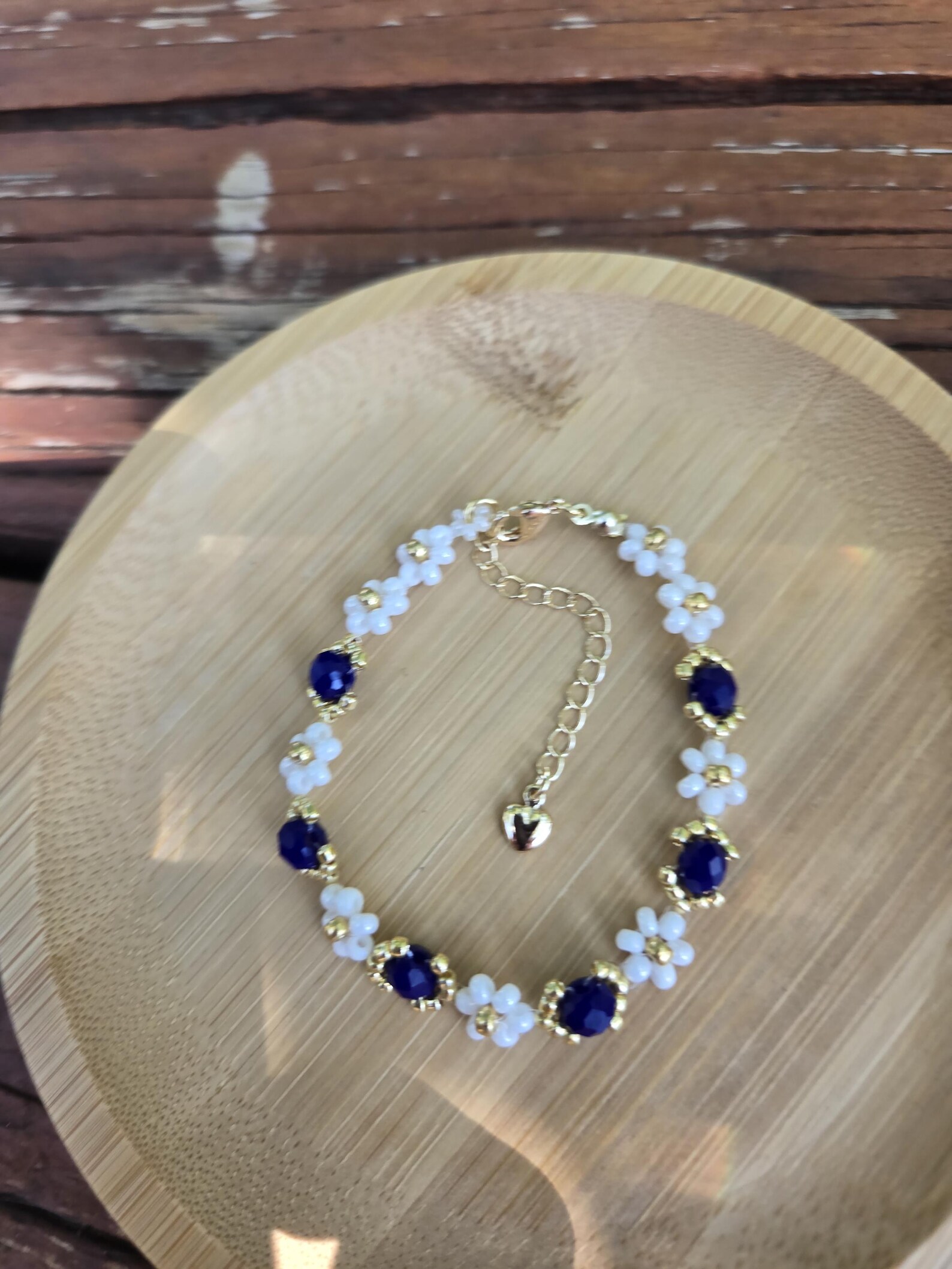 Dark Blue Daisy Handamde Bracelet - Etsy