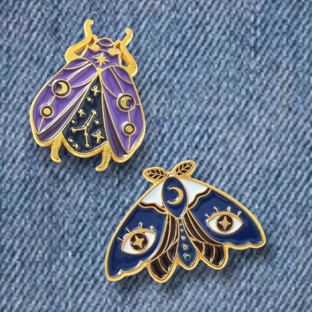 Celestial Beetle or Butterfly Enamel Pin Moon Stars Bugs Witch Gold - Etsy