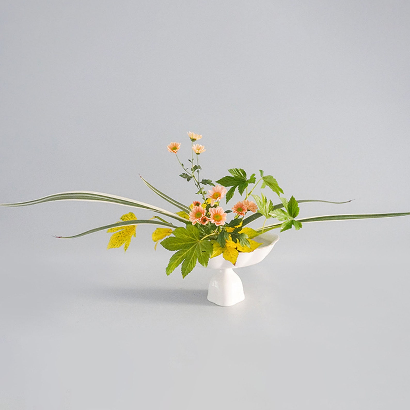 Ceramic High Stem Ikebana Vase With Gold Rim Kenzan Flower - Etsy UK