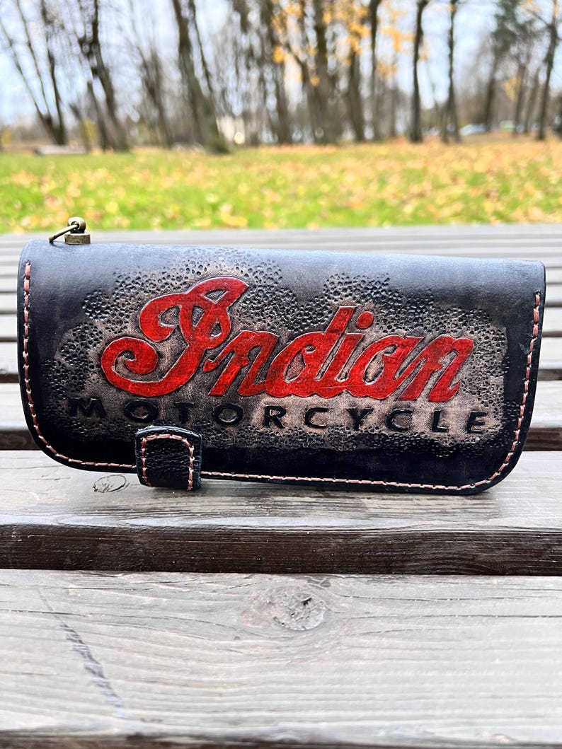 Handmade Leather Long Wallet Biker Wallet ,skull Wallet,hand-tooled ...