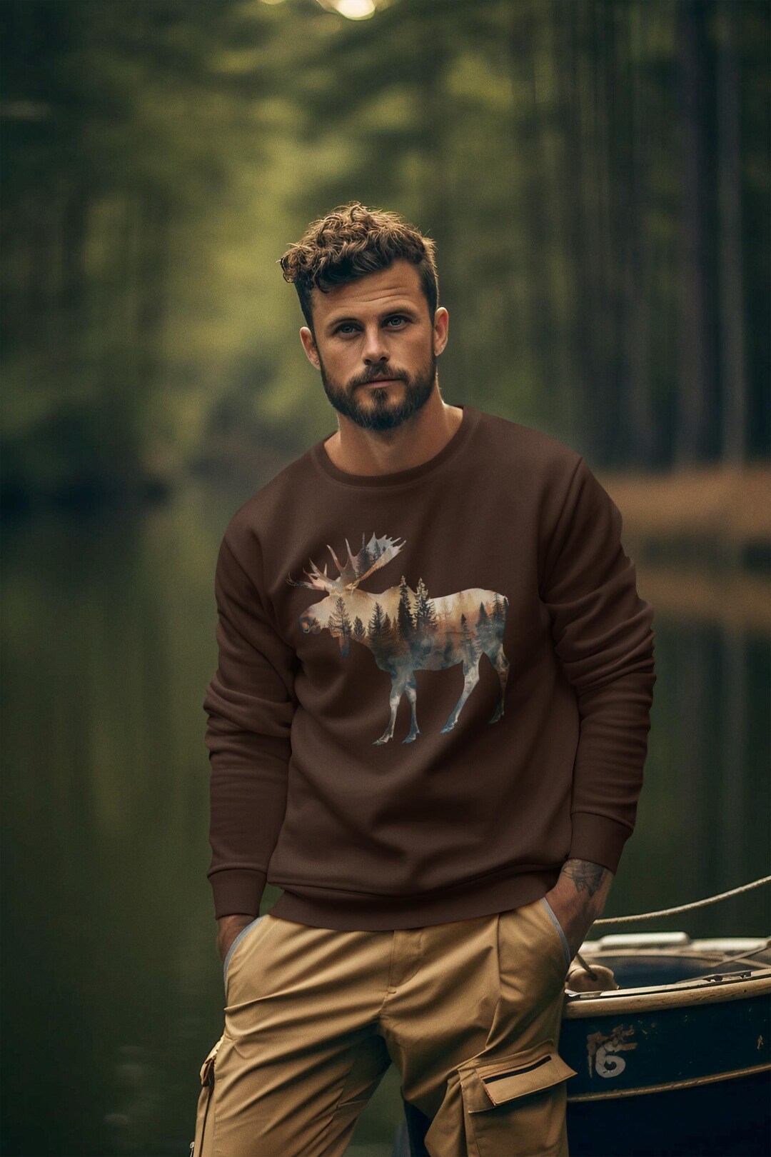 Moose Sweatshirt - Wildlife Apparel, Nature Crewneck, Outdoor Apparel ...