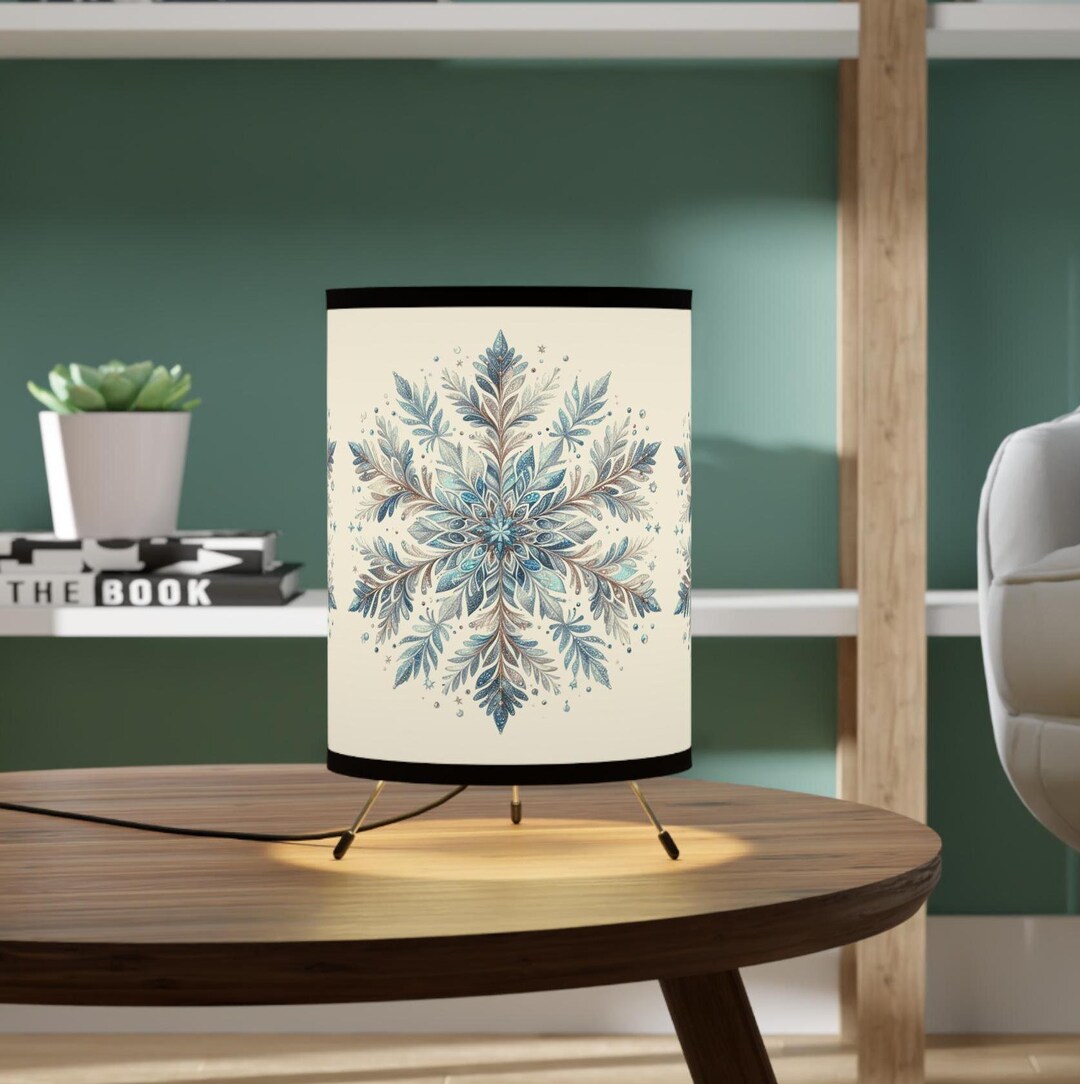 Snowflake Design Table Lamp - Winter Decor, Unique Lamp, Holiday ...