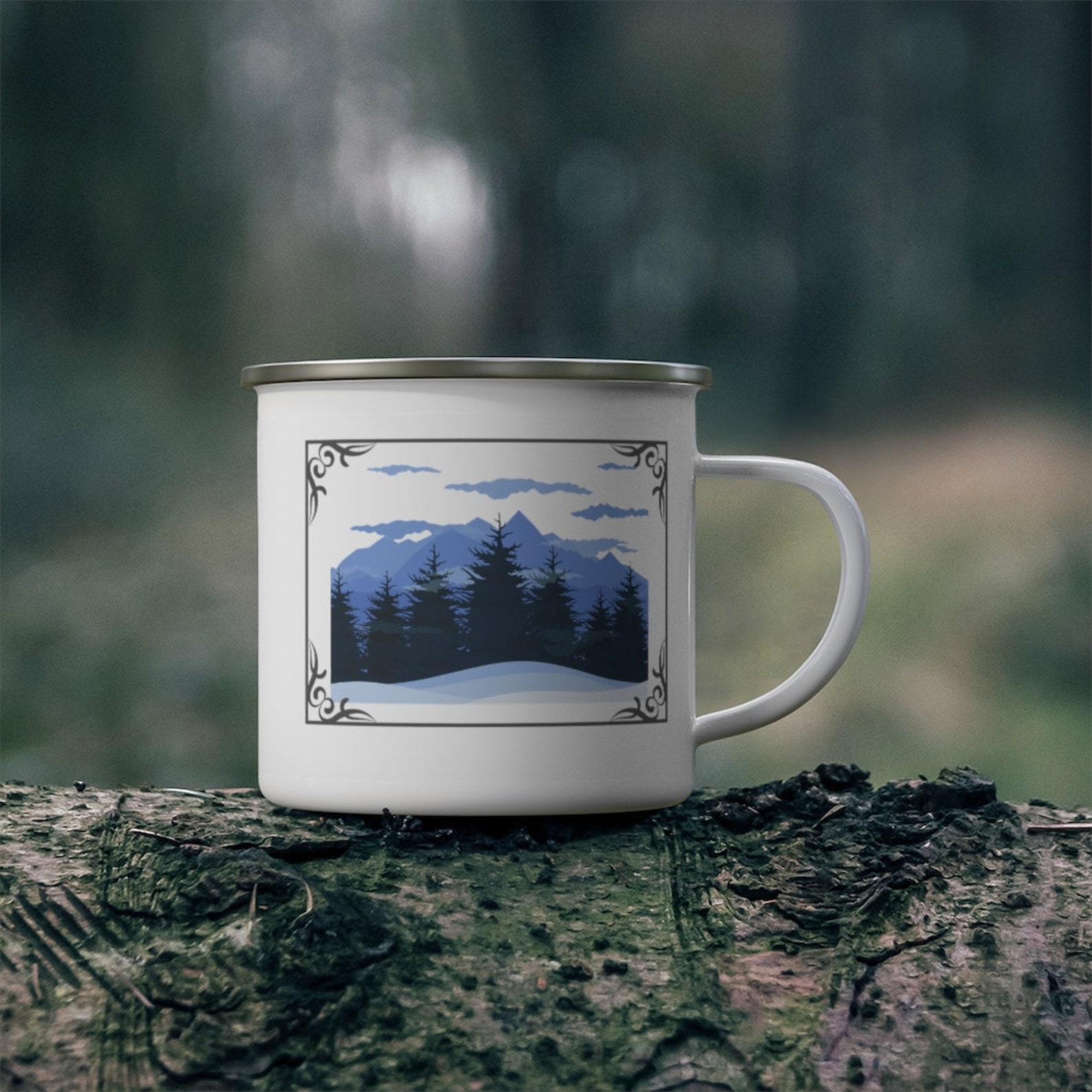 Forest-enamel Camping Mug-12oz-pine Trees-camping-great - Etsy UK