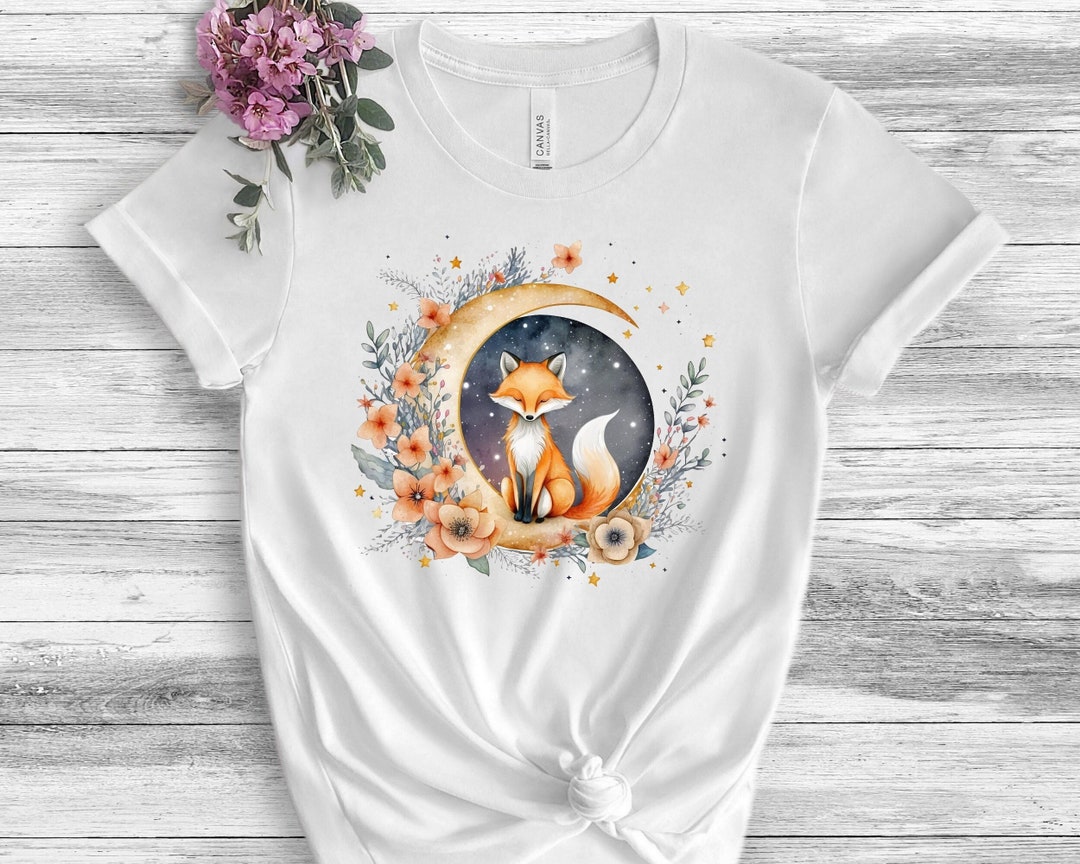Cute Fox Shirt - Fox Print Shirt, Fox Lover Shirt, Floral Fox Shirt ...