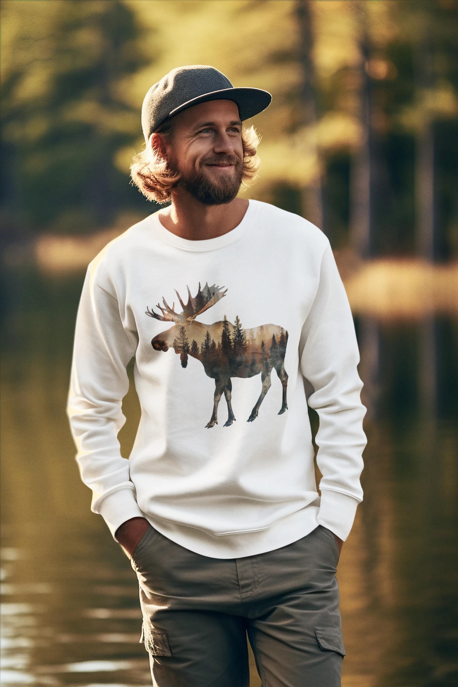 Moose Sweatshirt - Wildlife Apparel, Nature Crewneck, Outdoor Apparel ...