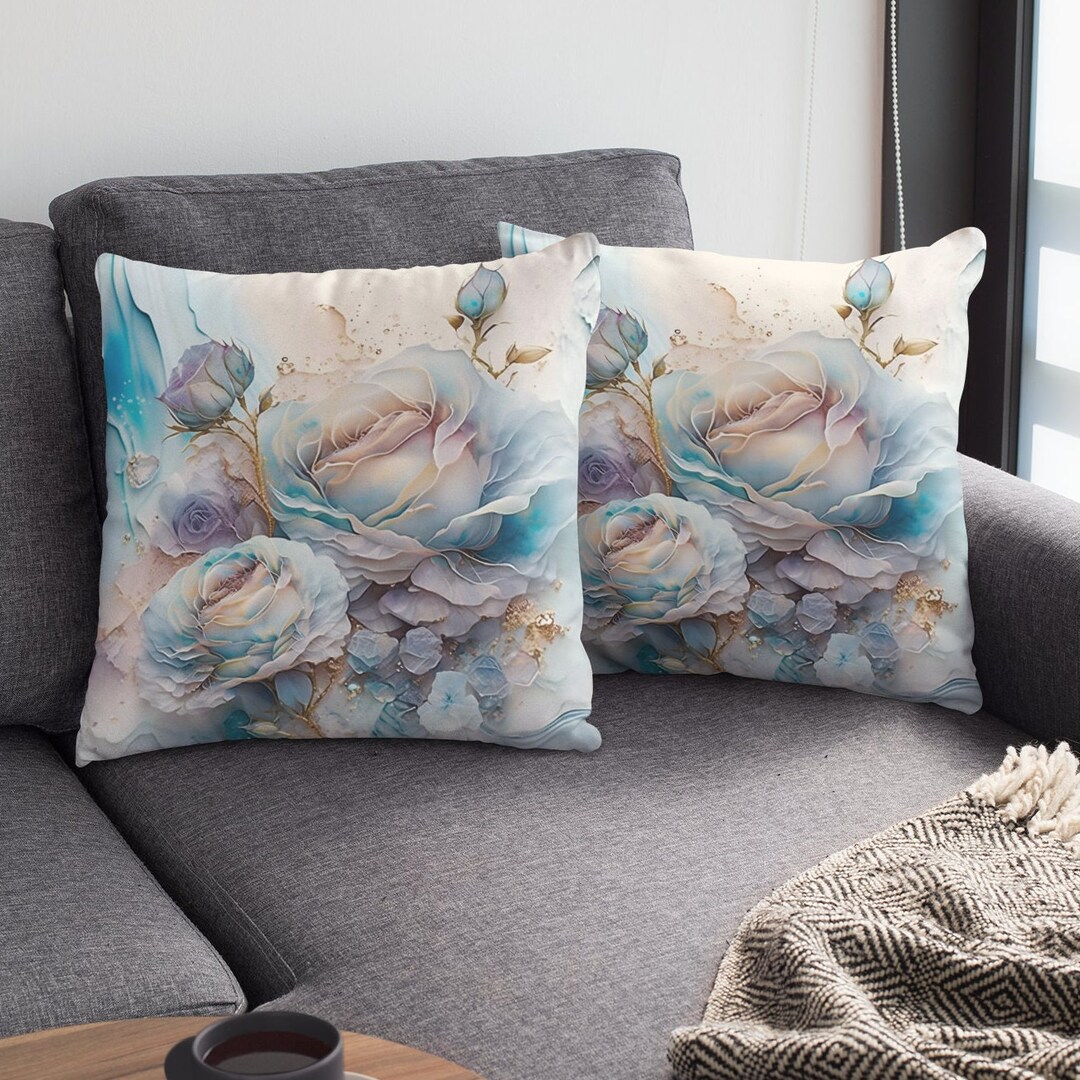 Vintage Blue Rose Pillow - Broadcloth Pillow, Floral Design, Nature ...