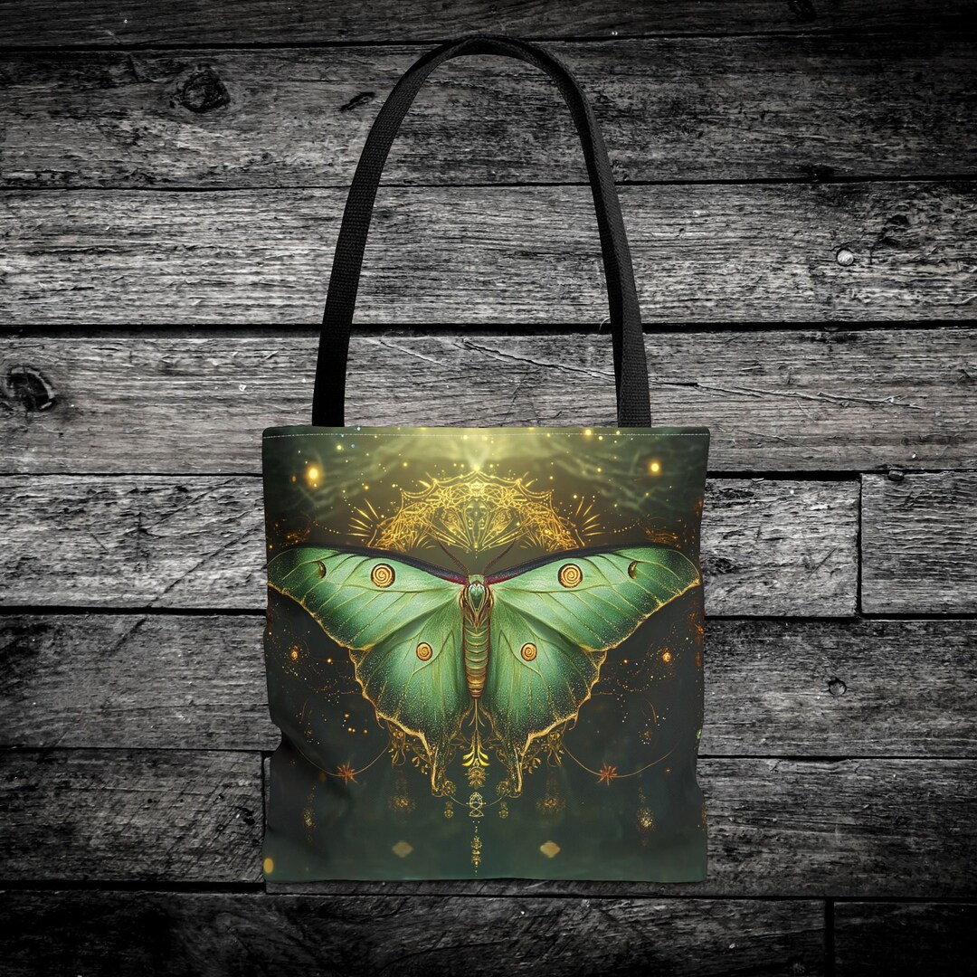 Celestial Luna Moth Bag - Tote Bag (AOP), Boho Design, Aesthetic Travel ...