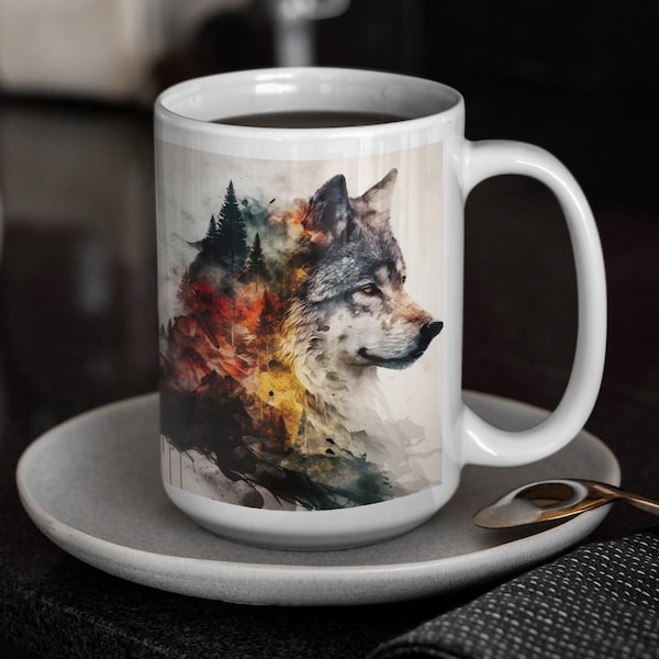 Wood Wolf Mug - Etsy
