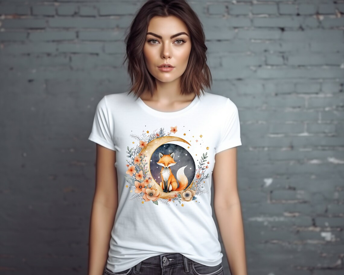 Cute Fox Shirt - Fox Print Shirt, Fox Lover Shirt, Floral Fox Shirt ...