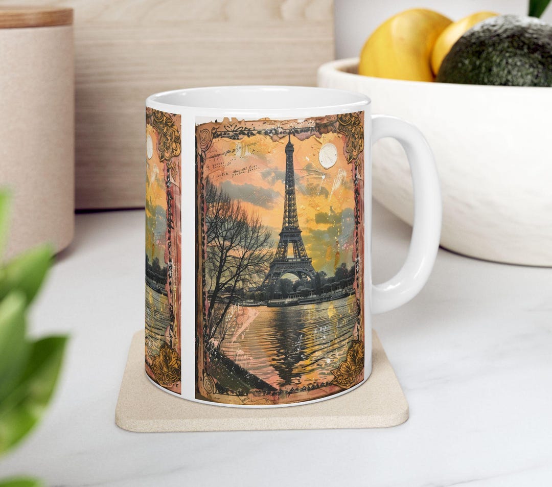 Vintage Parisian Ceramic Coffee Mug - Artistic Coffee Cup, Eiffel Tower ...