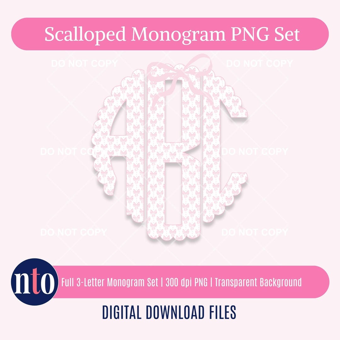 Monogram PNG Scallop Monogram Coquette Bows Monogram PNG Gingham ...