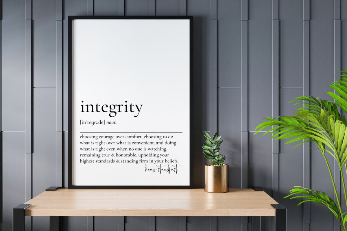 Integrity Definition Print, Printable Wall Art, Inspirational Saying ...