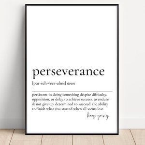 Perseverance Definition Print, Printable Wall Art, Inspirational Quote ...
