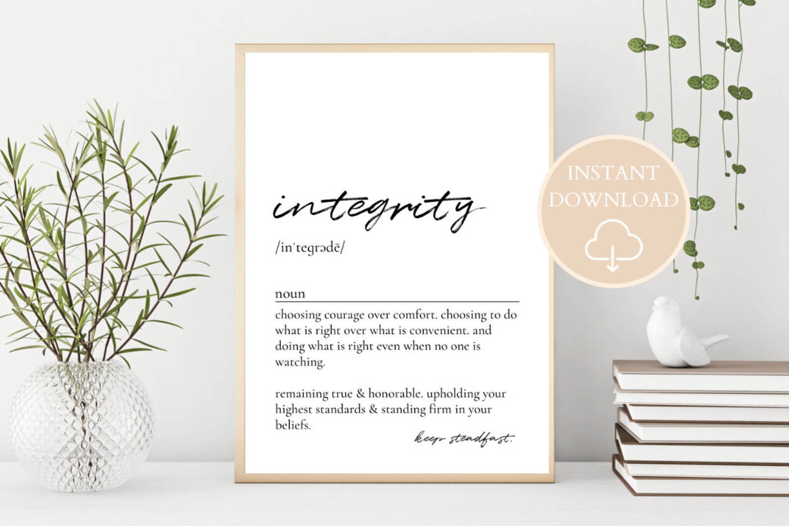 Integrity Definition Print Printable Wall Art Inspirational | Etsy