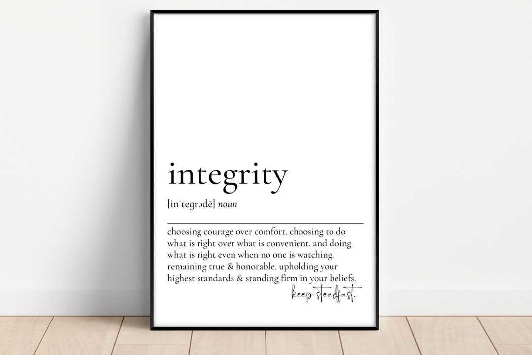 Integrity Definition Print, Printable Wall Art, Inspirational Saying ...