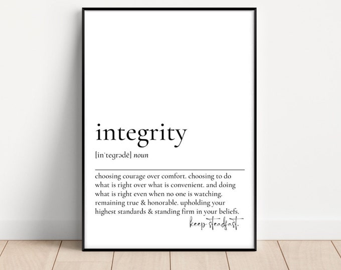 Integrity Definition Printable Wall Art Integrity Poster - Etsy