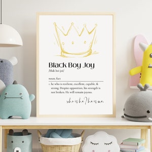 Black Boy Joy Definition, Black Boy Art, Kid’s Room Decor, Boy’s Room ...