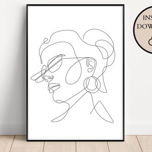 Female Figure Line Art, Woman One Line Drawing Art, Fashion Icon Print ...