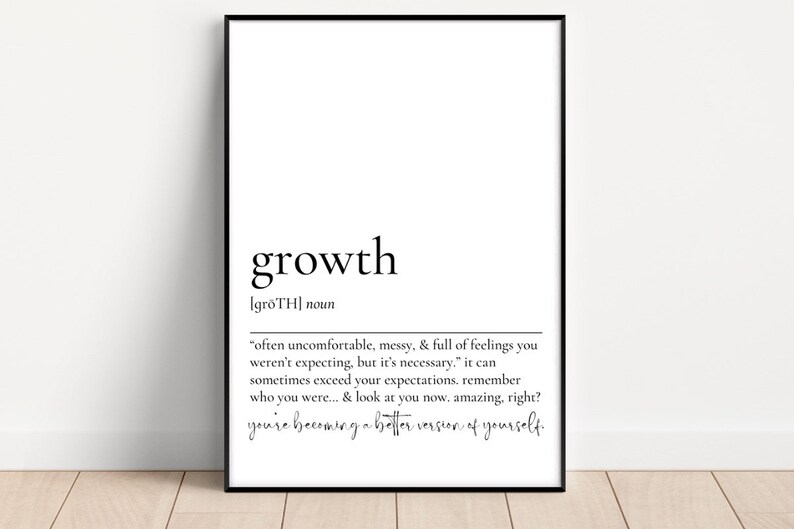 Growth Definition Print, Printable Wall Art, Inspirational Saying ...