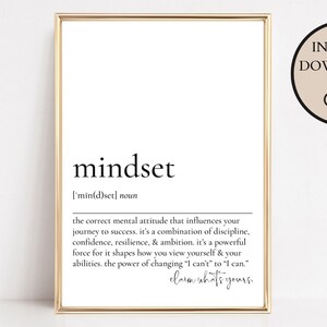 Mindset Definition Art Print, Printable Wall Art, Printable Quotes ...