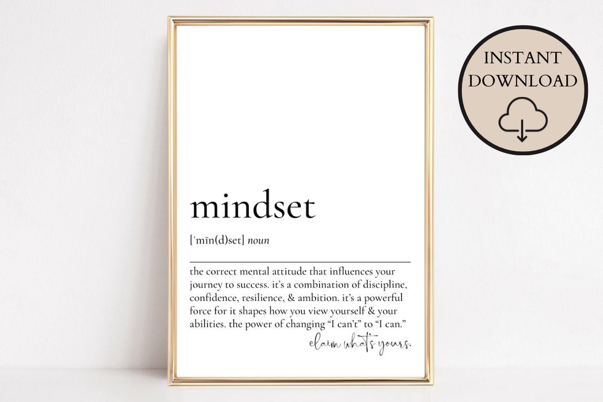 Mindset Definition Art Print, Printable Wall Art, Printable Quotes ...