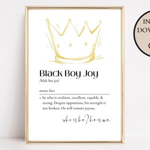 Black Boy Joy Definition, Black Boy Art, Kid’s Room Decor, Boy’s Room ...