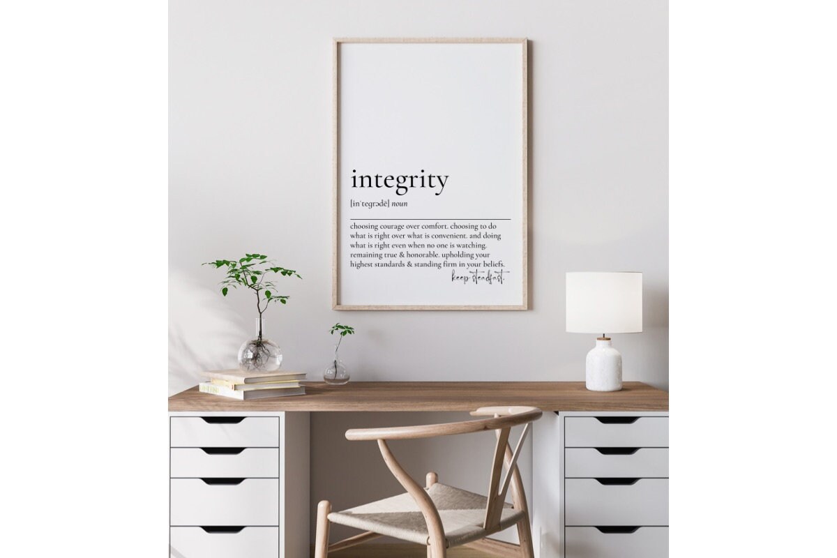 Integrity Definition Print, Printable Wall Art, Inspirational Saying ...