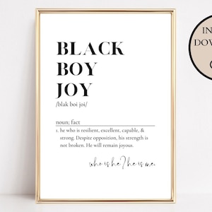 Black Boy Joy Definition, Black Boy Art, Kid’s Room Decor, Boy’s Room ...