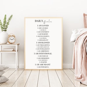 Daily Affirmations, Affirmations Wall Art, Instant Download, Printable ...