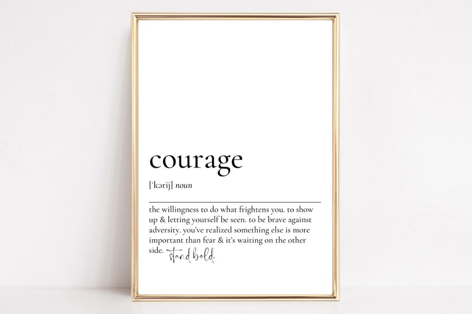 Courage Definition Print, Printable Wall Art, Inspirational Quote ...